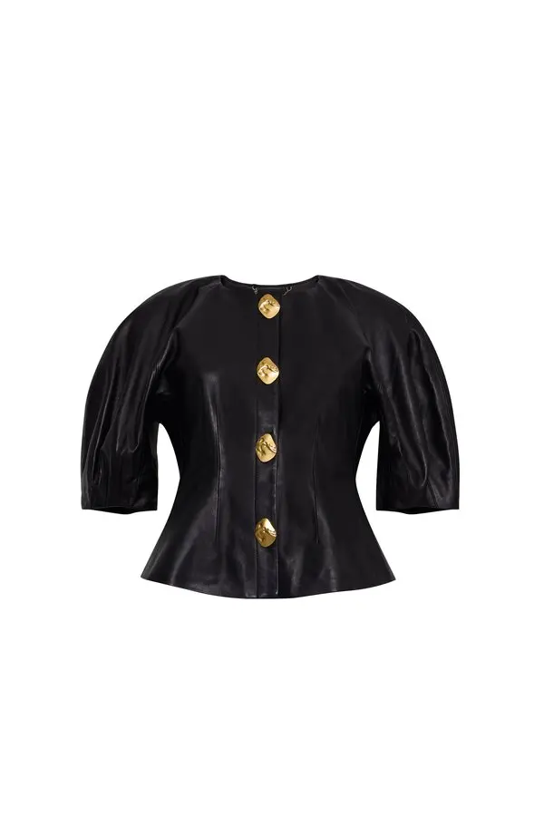 Cara Cara Fletcher Short Sleeve Sculpted Sleeve Top - Black