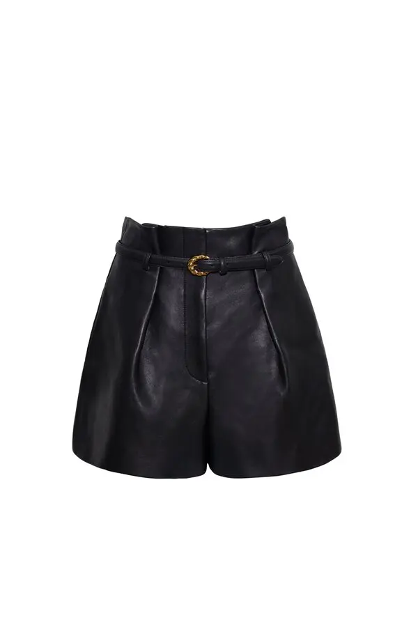 Cara Cara Eliana Leather Belted Shorts
