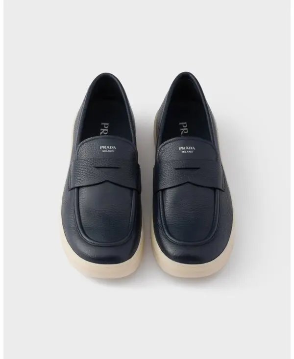 Prada Leather Loafers - Baltic Blue