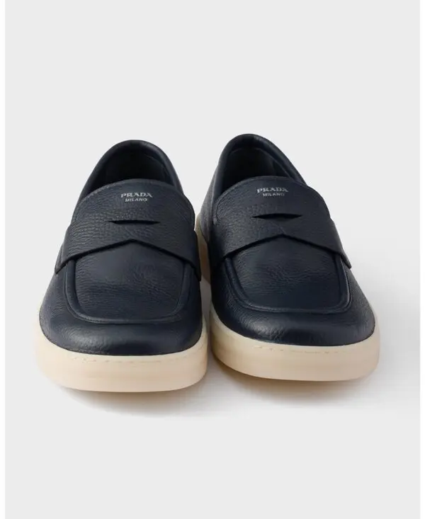 Prada Leather Loafers - Baltic Blue