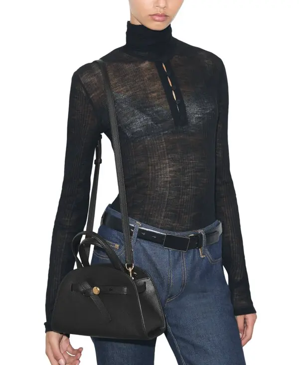 Tory Burch Romy Suede Small Bauletto Bag - Black