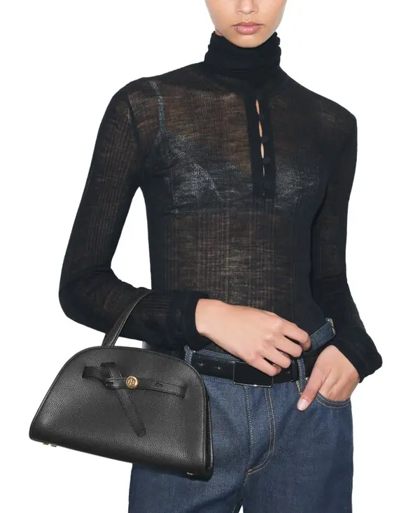 Tory Burch Romy Suede Small Bauletto Bag - Black