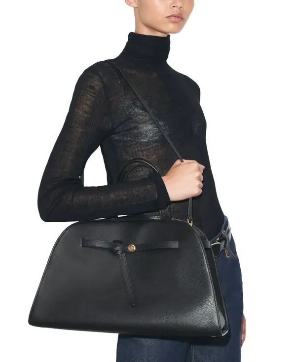 Tory Burch Romy Bauletto Leather Satchel - Black