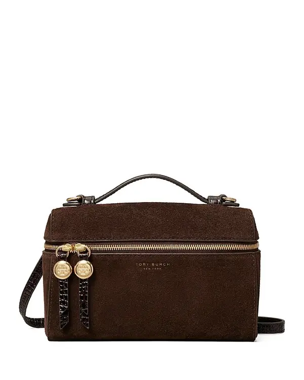 Tory Burch Romy Suede Slim Top Handle Bag - Dark Cocoa
