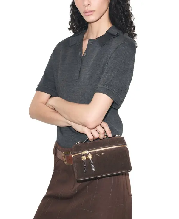 Tory Burch Romy Suede Slim Top Handle Bag
