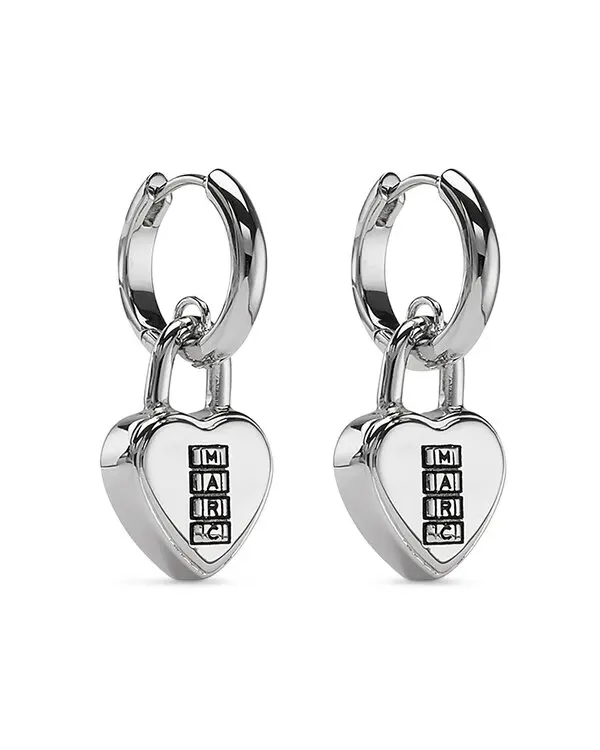 Marc Jacobs Heart Padlock Charm Hoop Earrings - Silver