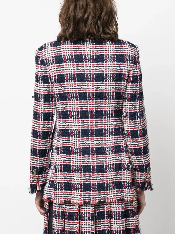 Thom Browne Frayed Single-breasted Tweed Blazer