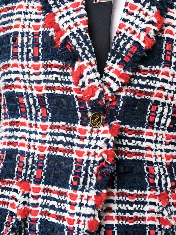 Thom Browne Frayed Single-breasted Tweed Blazer