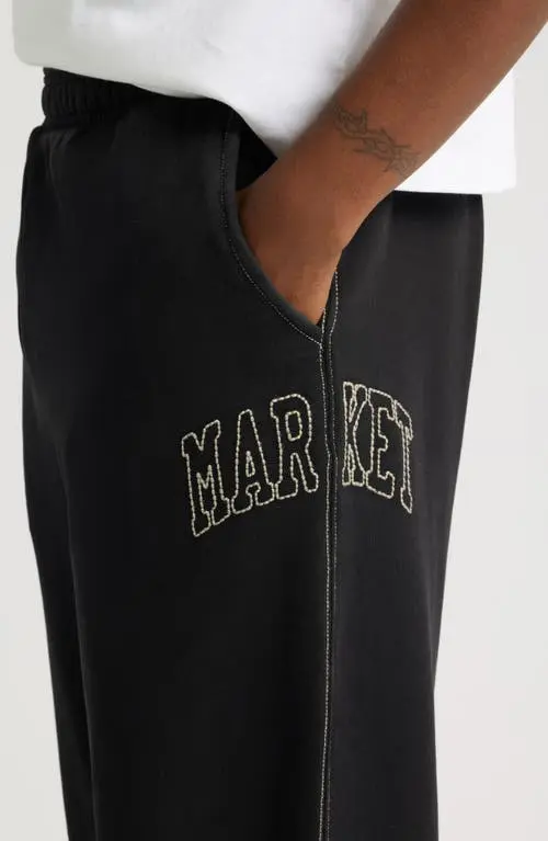 MARKET Big Stitch Open Leg Sweatpants - Black