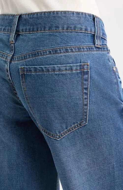 FADE OUT LOUD Low Rise Forward Seam Relaxed Straight Leg Ripped Jeans
