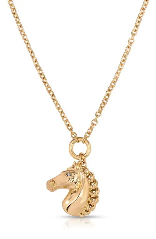 Ettika Plated Crystal Embellished Stallion Pendant Necklace