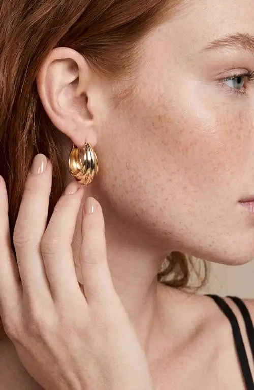 Ettika Modern Ridge Huggie Hoop Earrings