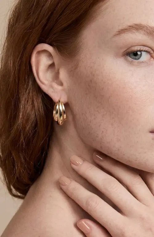 Ettika Modern Ridge Huggie Hoop Earrings