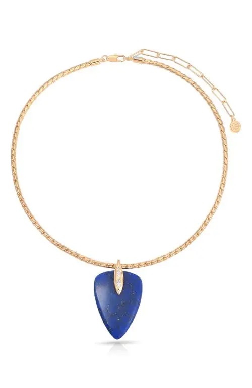 Ettika Twisted Chain Pendant Choker Necklace - Lapis