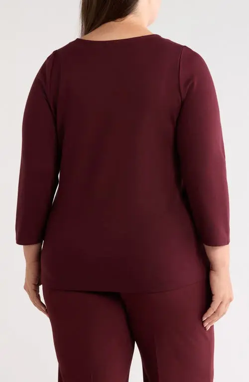 Anne Klein Asymmetrical Button Hem Top - Barolo Multi