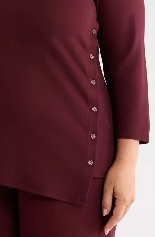 Anne Klein Asymmetrical Button Hem Top - Barolo Multi