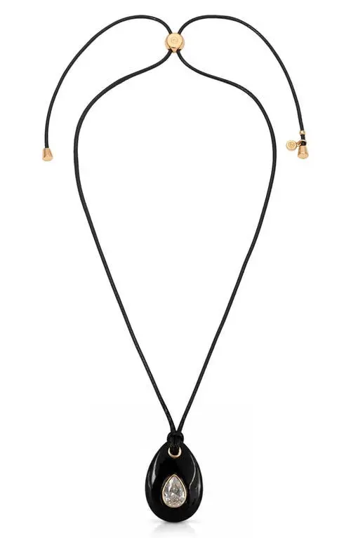 Ettika Teardrop Cord Pendant Necklace - Black