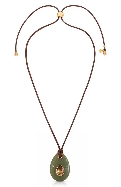 Ettika Teardrop Cord Pendant Necklace - Olive