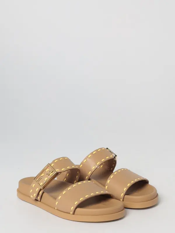 Fendi Flat Slides With Ff Baguette Buckle