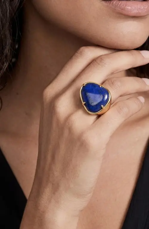 Ettika Solstice 18k Gold Plated Lazuli Statement Ring