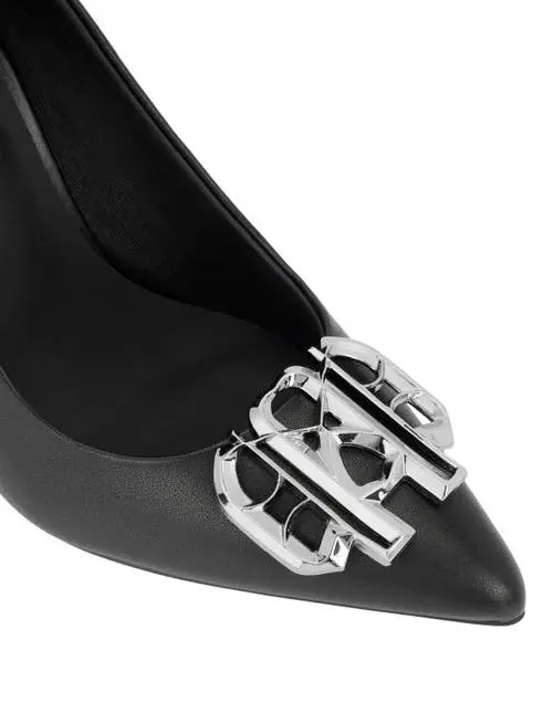 Philipp Plein Nappa Leather High Heel Pumps With Gothic Monogram Detail