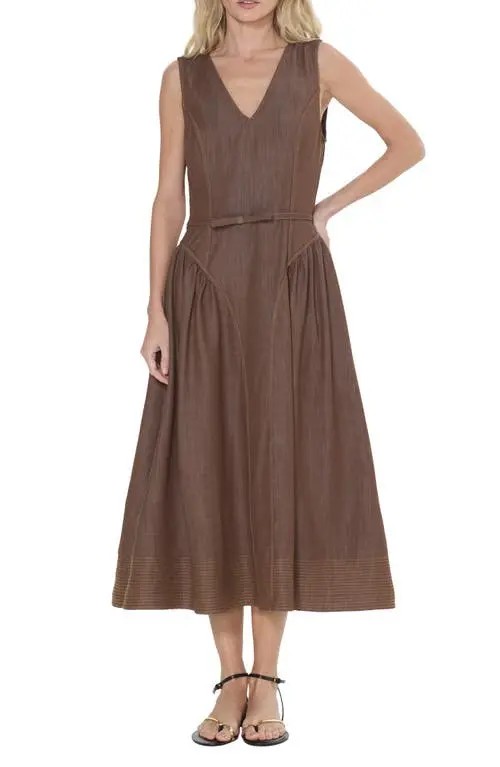CIEBON Bruni Sleeveless Fit & Flare Dress - Brown