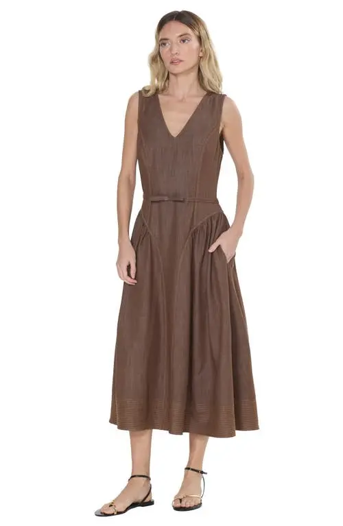 CIEBON Bruni Sleeveless Fit & Flare Dress - Brown