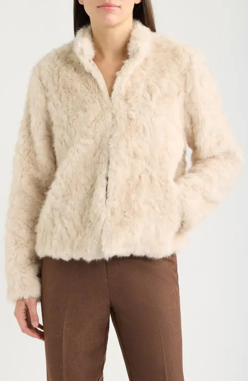 TAHARI ASL Faux Fur Jacket With Stand Collar