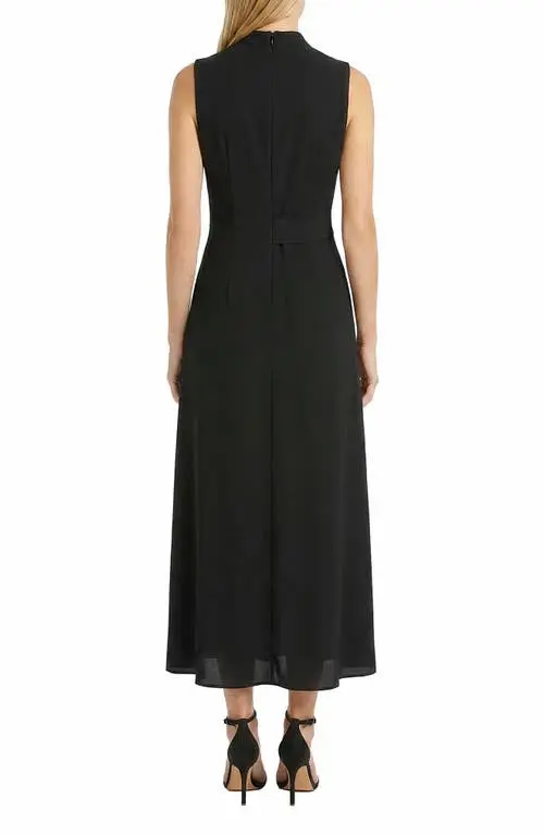 Maggy London Sleeveless A-line Maxi Dress With Mock Neck