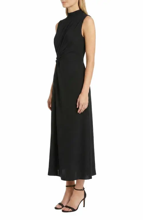 Maggy London Sleeveless A-line Maxi Dress With Mock Neck