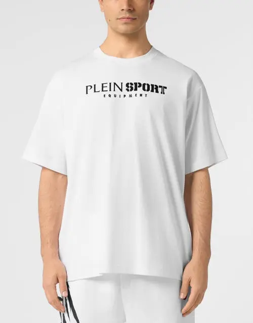 PLEIN SPORT Round Neck T-shirt Reflective Scratch - White