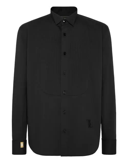 BILLIONAIRE Cotton Tuxedo Shirt Gold Cut