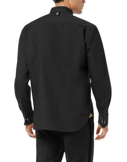 BILLIONAIRE Cotton Tuxedo Shirt Gold Cut