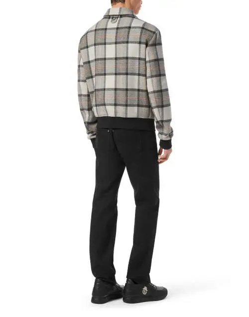 BILLIONAIRE Wool Check Jacket With Embroidered Crest