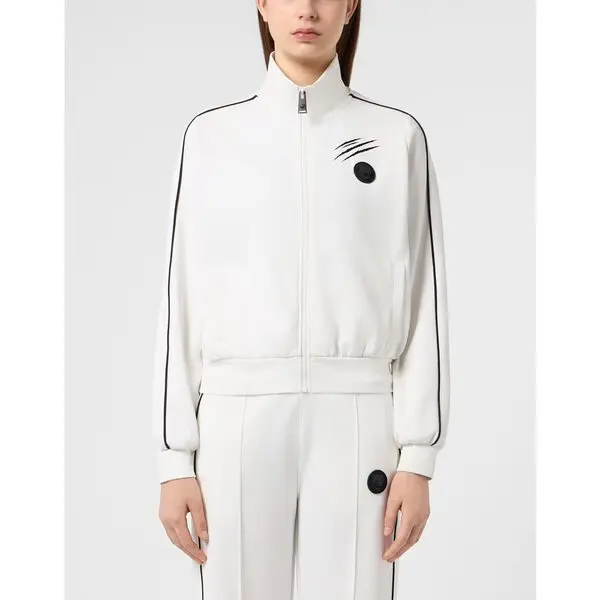 PLEIN SPORT Cropped Tracksuit Jacket With Contrast Piping