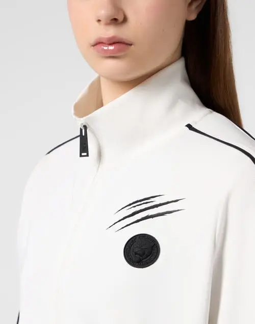 PLEIN SPORT Cropped Tracksuit Jacket With Contrast Piping