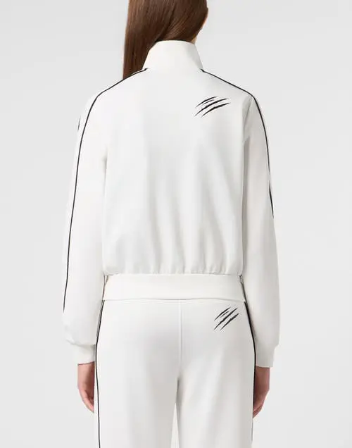 PLEIN SPORT Cropped Tracksuit Jacket With Contrast Piping