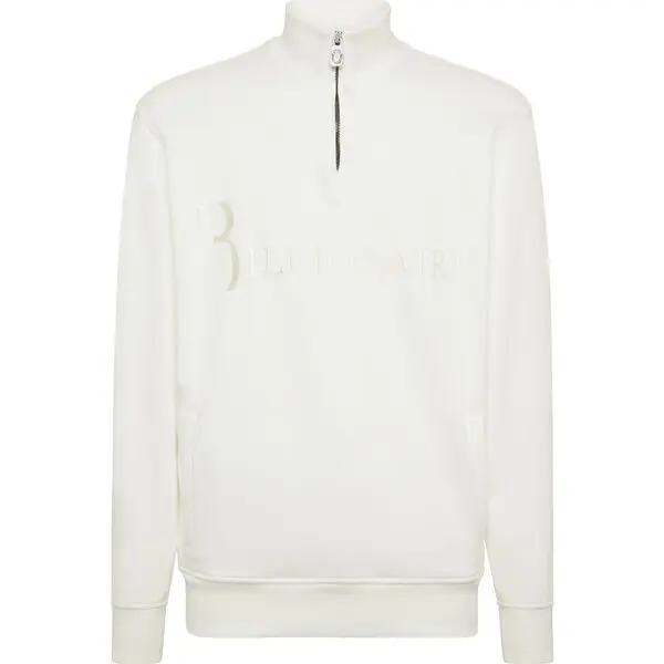 BILLIONAIRE Cotton Fleece Half-zip Track Jacket With Embroidered Logo - Offwhite