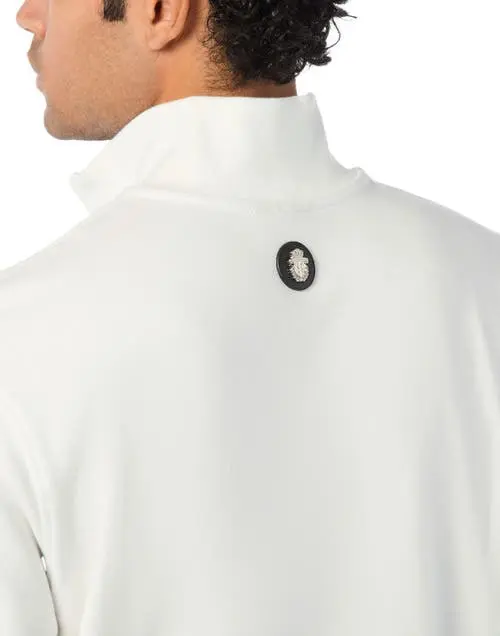 BILLIONAIRE Cotton Fleece Half-zip Track Jacket With Embroidered Logo - Offwhite