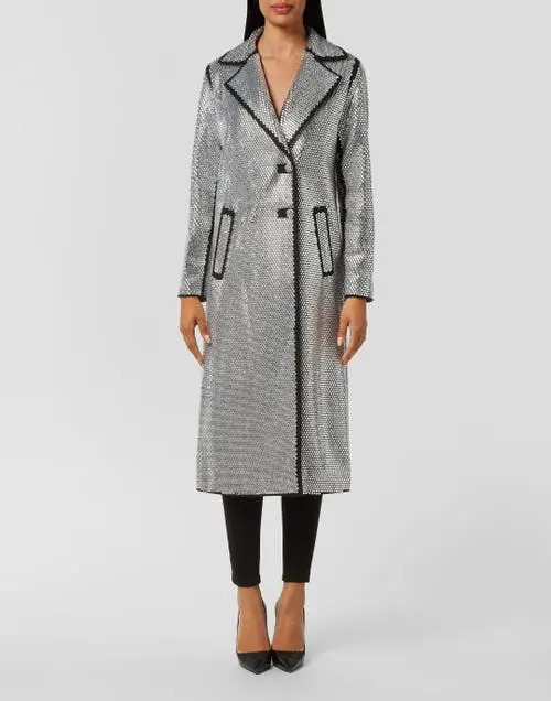 Philipp Plein Long Coat With Crystals