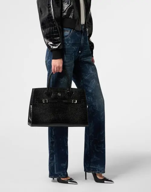 Philipp Plein Big Shopper Bag Cocco - Black