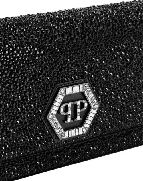 Philipp Plein Suede Mini Shoulder Bag With Rhinestone Embellishments