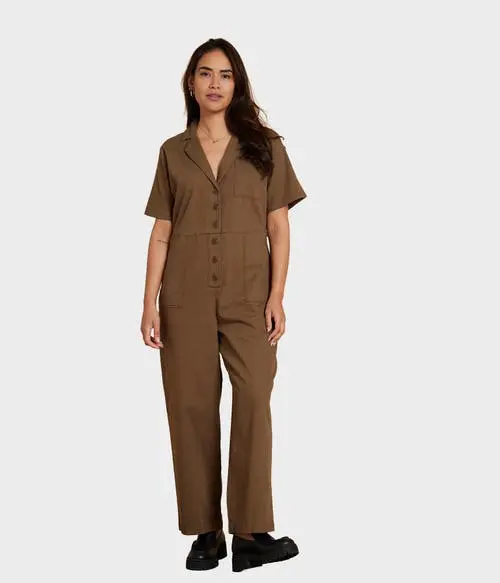 KNOWN SUPPLY Gemini Jumpsuit In Organic Cotton - Teak