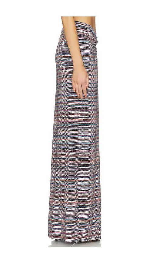 AFRM Shiny Knit Maxi Skirt With Gold-tone Accent - Chevron Stripe