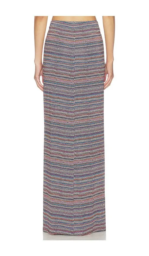 AFRM Shiny Knit Maxi Skirt With Gold-tone Accent - Chevron Stripe