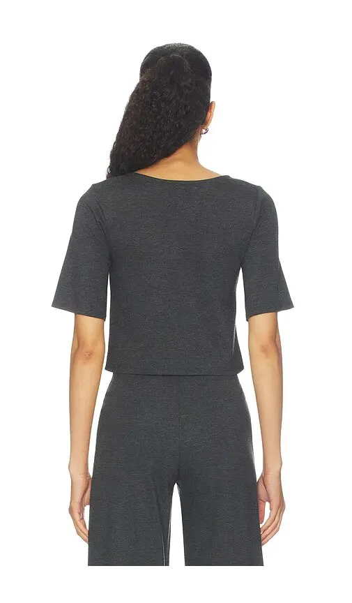 RIPLEY RADER Ponte Knit Cropped Short Sleeve Top - Charcoal