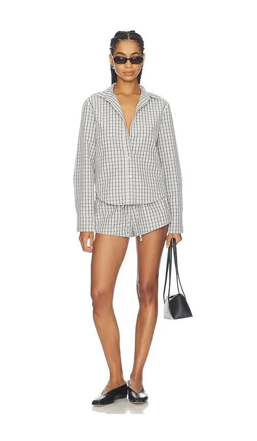 Superdown Checked Shirt And Drawstring Shorts Set