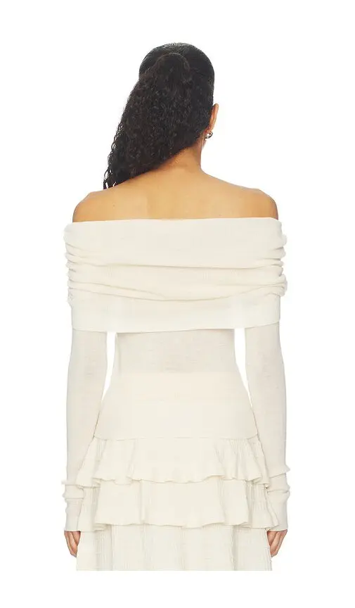 Susana Monaco Light Merino Off Shoulder Sweater In Cream