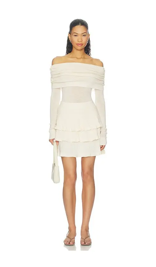 Susana Monaco Light Merino Off Shoulder Sweater In Cream
