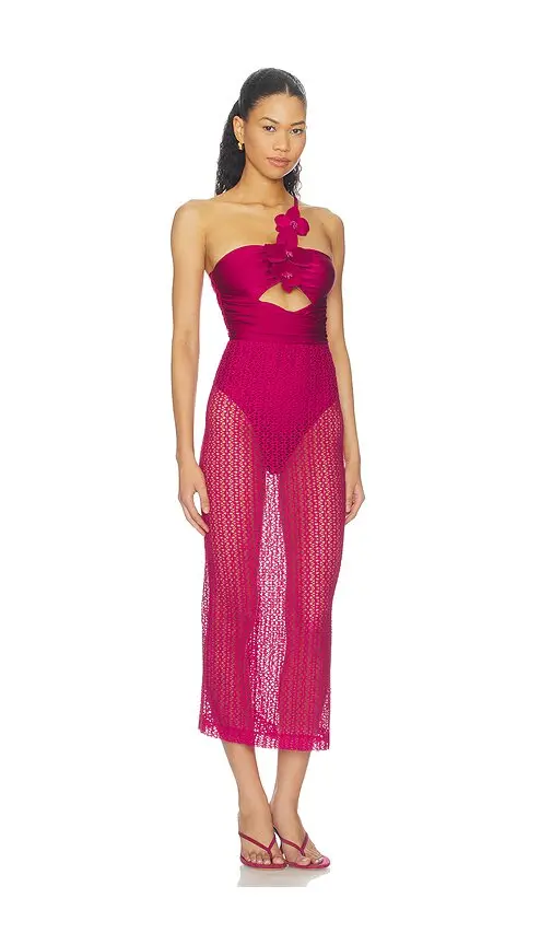 PatBO Embellished Floral Appliqué Midi Dress